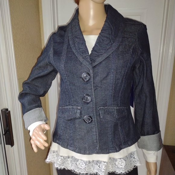 Baccini | Jackets & Coats | Nwt Baccini Stretch Denim Jacket With 34 ...